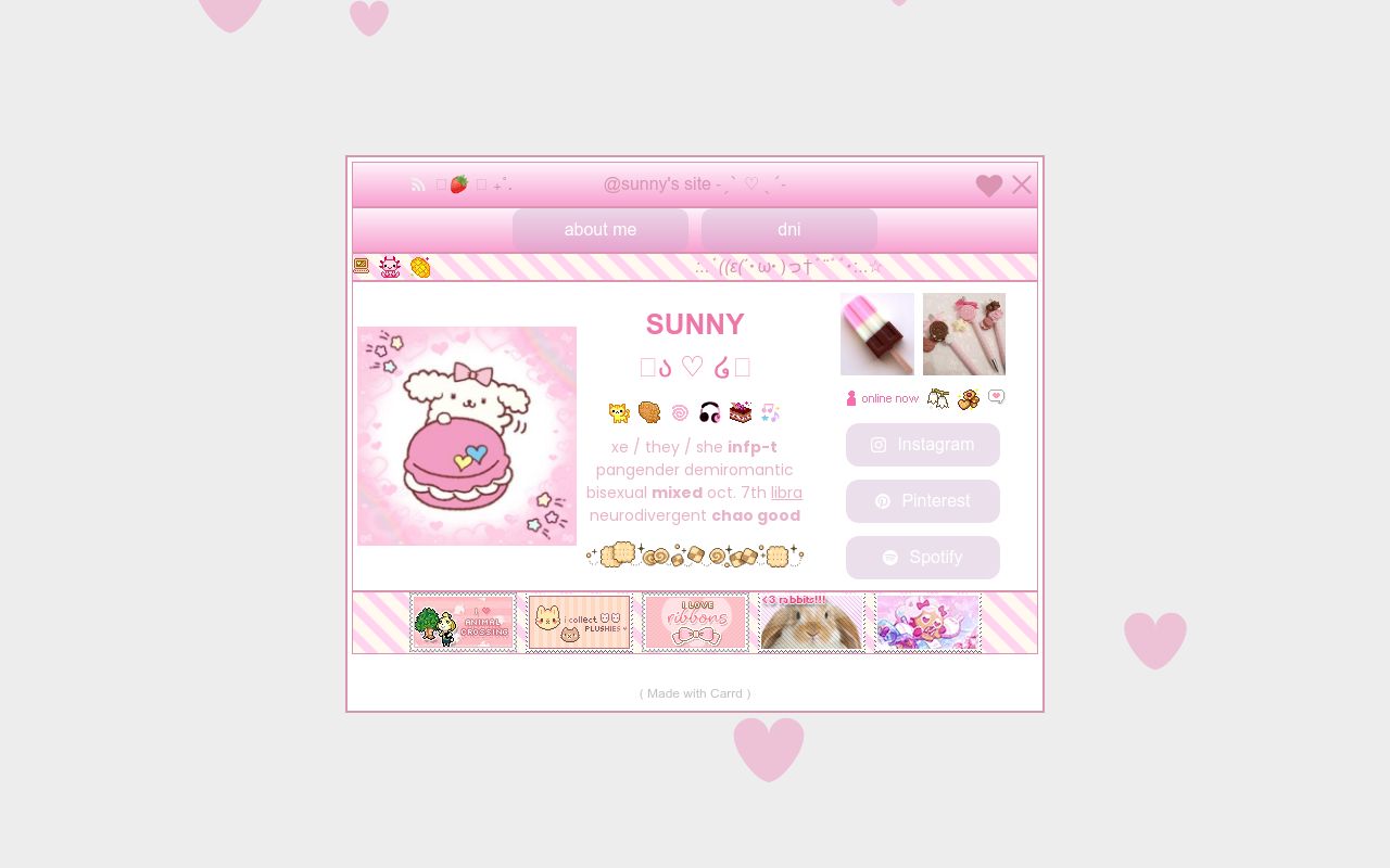 ૮˶- ﻌ -˶ა⌒) sunny 's carrd